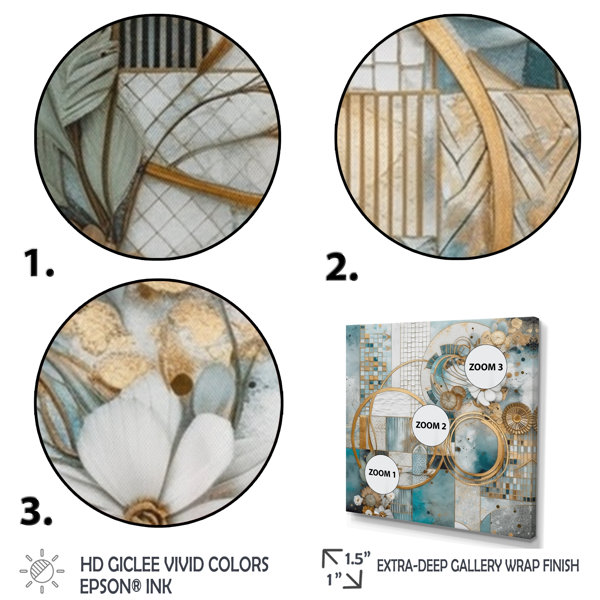 Mercer41 Golden Blue Mosaic Floral Design II - Floral Wall Decor | Wayfair